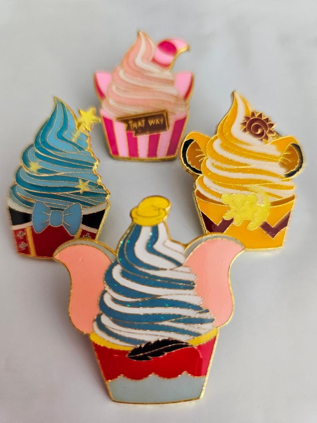 DISNEY PINS Ice Cream Cheshire Cat Simba Dumbo Pinocchio Dole Whip Soft ...