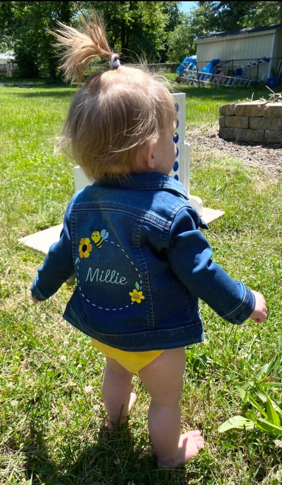 Custom Personalized Embroidered Bumble Bee Flower Denim Jacket - Etsy