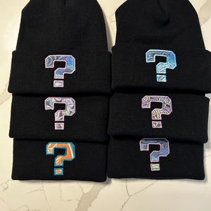 Custom Tipper Question Mark Embroidered Merch Black Beanie One of a ...