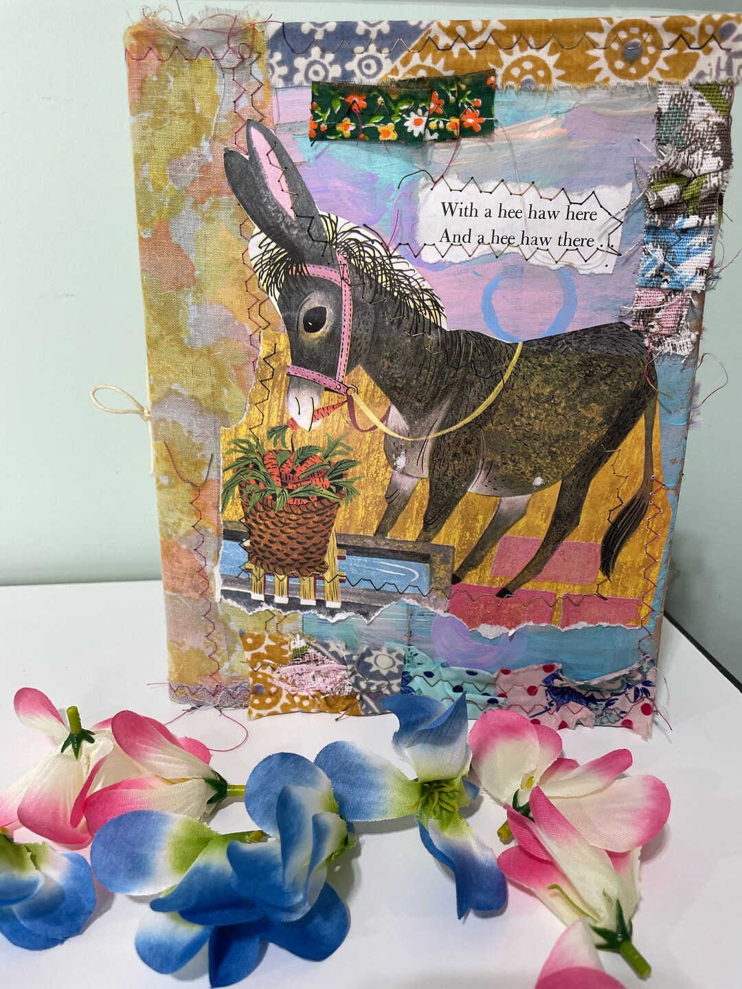 Donkey Fabric Soft Covered, Hand Painted Paper Bag Junk Journal, Memory ...