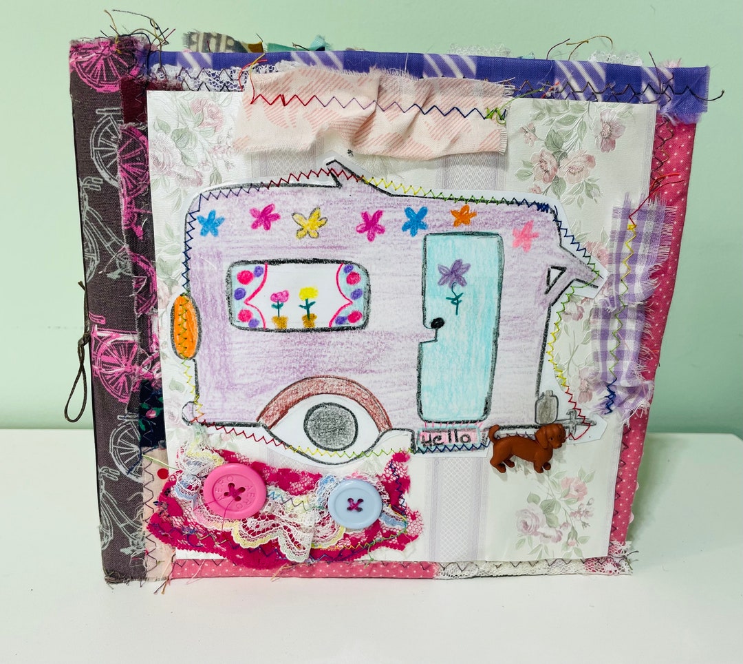 Retro Camper, Fabric Scrap Journal, Junk Journal, Daily Journal, Memory ...