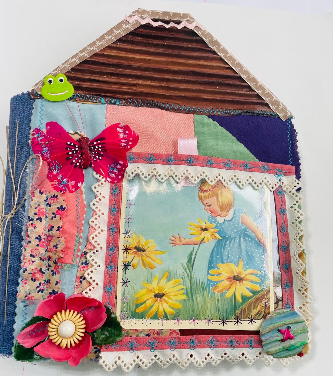 Little Girl Whimsical House Journal, Junk Journal, House Shaped Journal ...