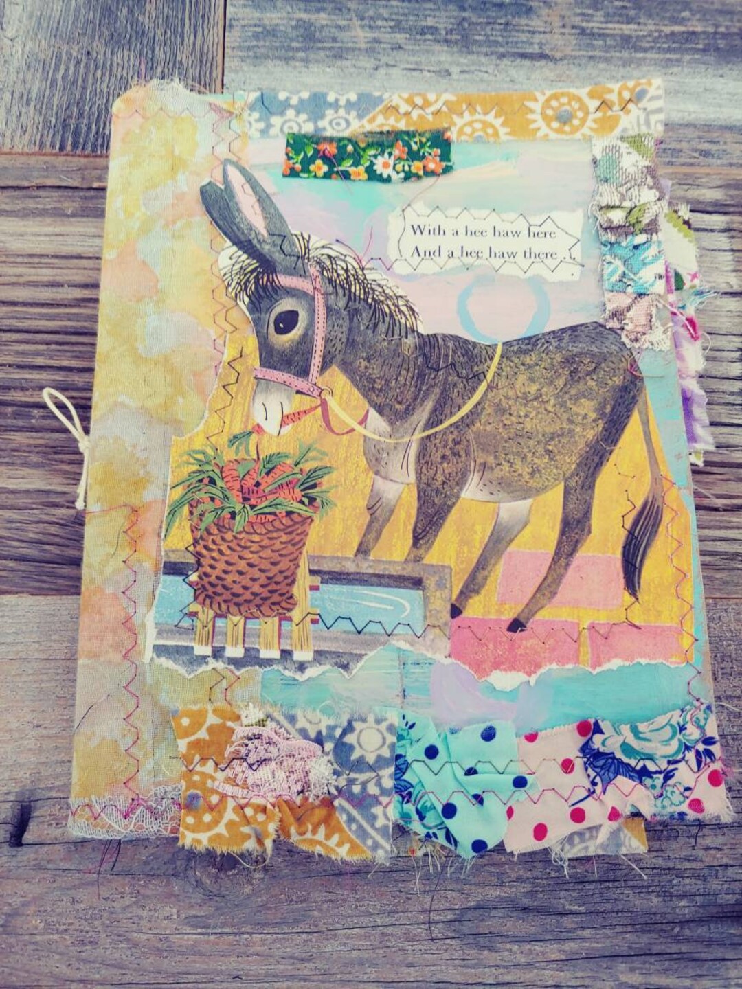Donkey Fabric Soft Covered, Hand Painted Paper Bag Junk Journal, Memory ...