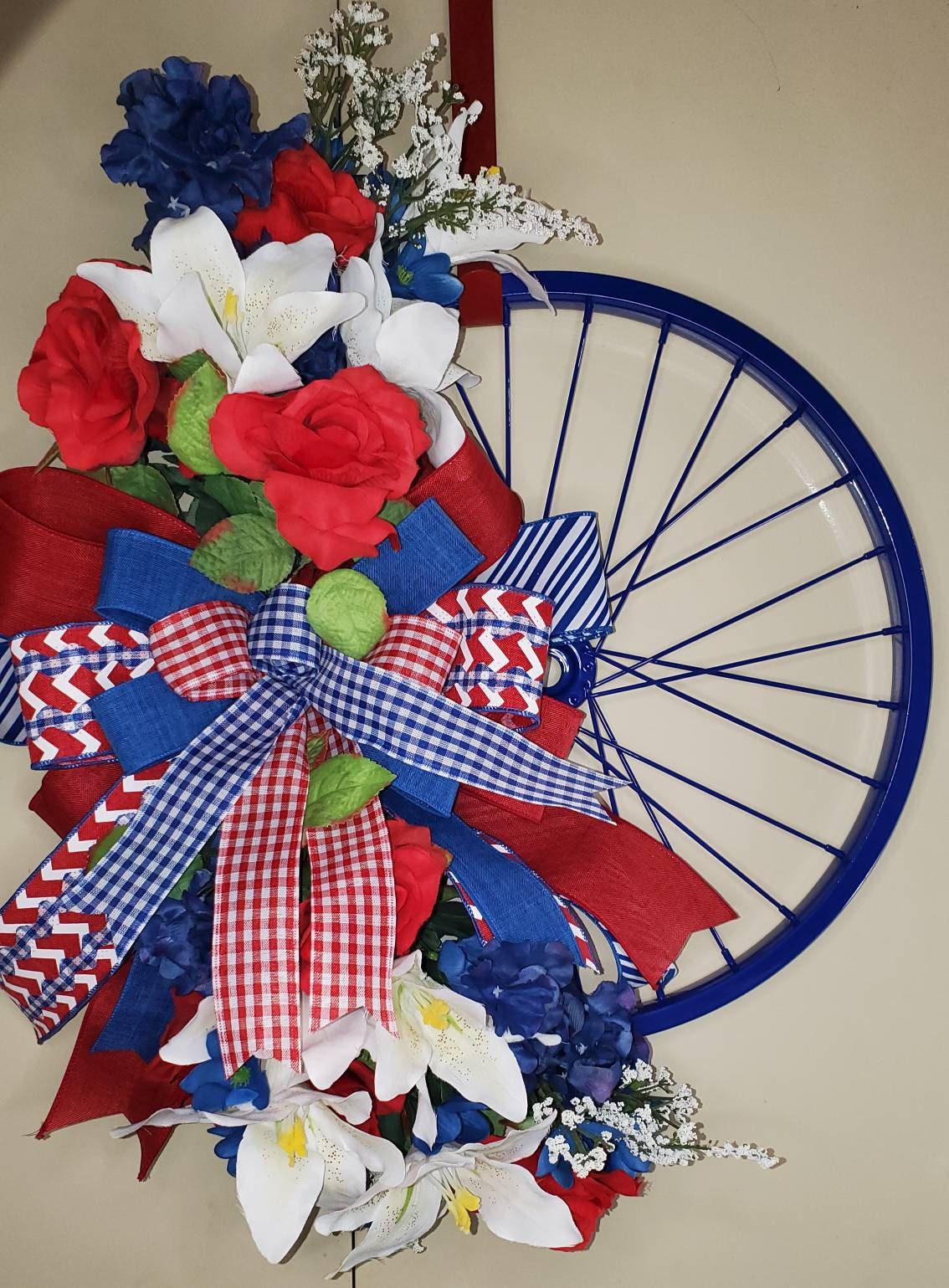 Patriotic Wreath Wheel Wreath Patriotic Decor Patriotic - Etsy