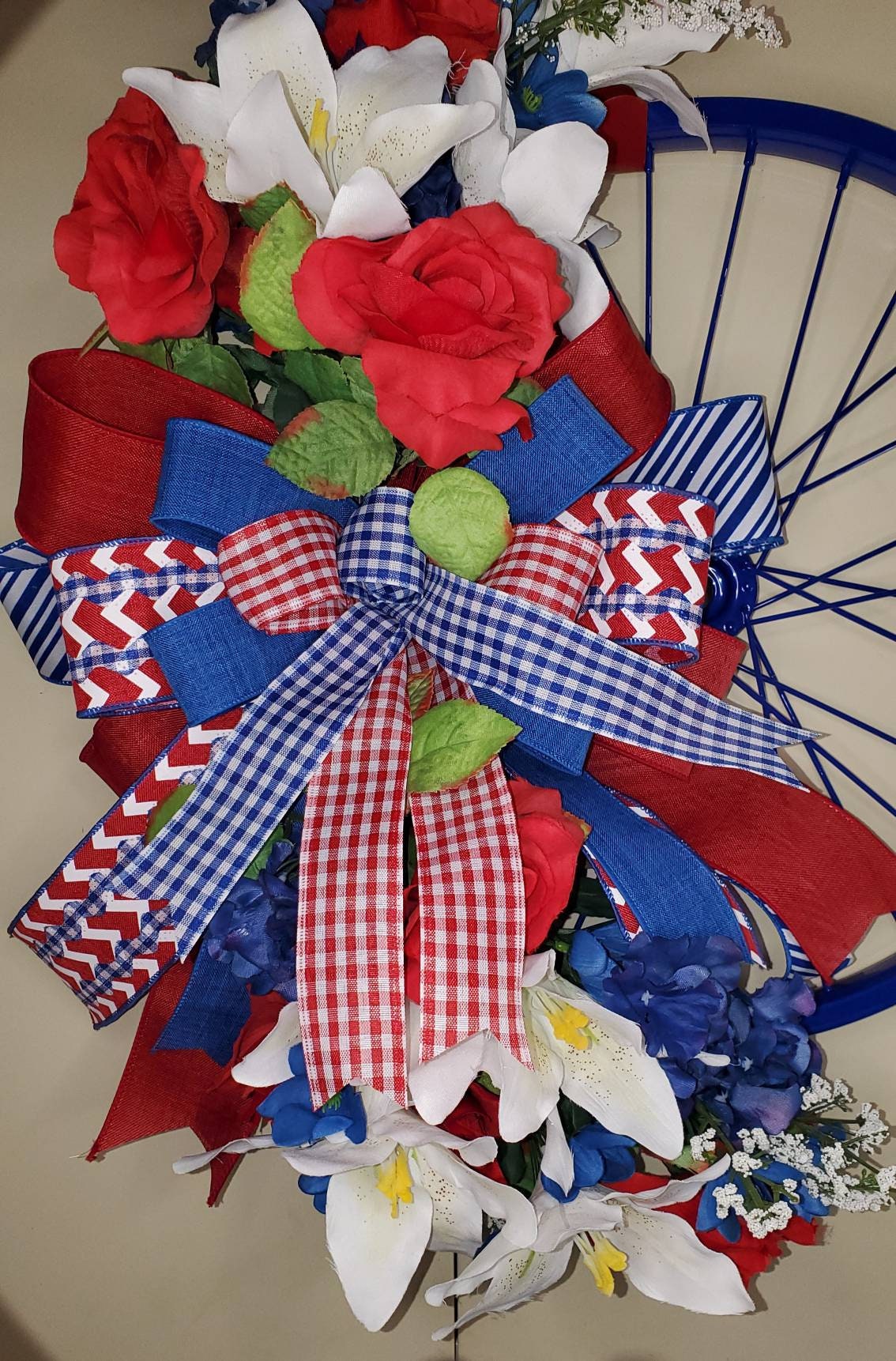 Patriotic Wreath Wheel Wreath Patriotic Decor Patriotic - Etsy