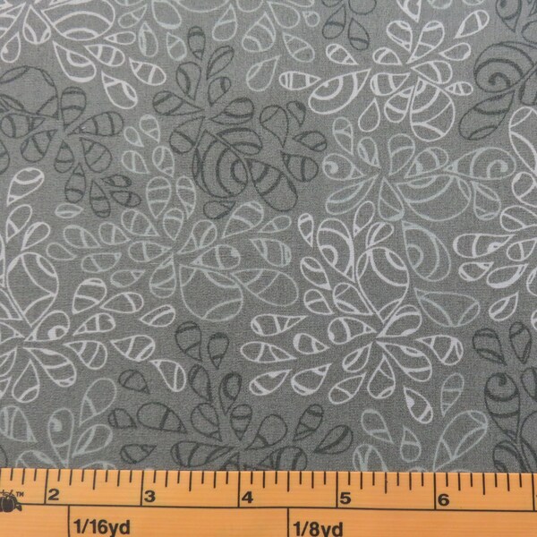 Gray Floral Fabric - Etsy