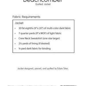 Beachcomber Jacket Pattern From Laundry Basket Quilts*quilted Jacket Pattern*quilted Jacket ...