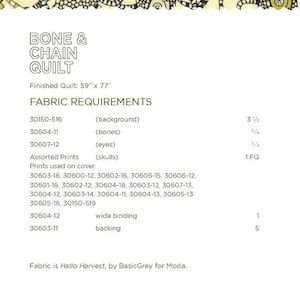 Bone and Chain Quilt Pattern by Basic Grey*halloween Quilt*skulls Quilt*fall Quilt*skulls ...