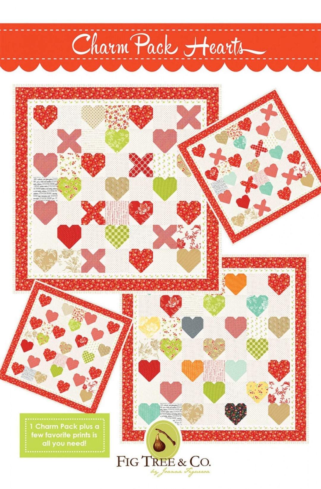 Charm Pack Hearts Mini Quilt Pattern From Fig Tree Quilts*valentine ...