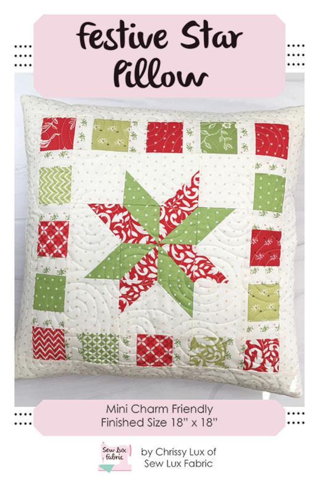 Festive Star Pillow Pattern by Sew Lux Fabric*christmas Pillow Pattern*pillow Pattern*quilted ...