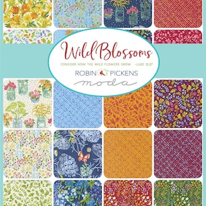 Moda Wild Blossoms Leafy World Basil (48736 16) 1/2-yard Increments ...