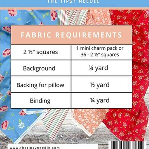 Mini Charm Pillow Pattern by the Tipsy Needle*charm Pack Pillow*pillow ...