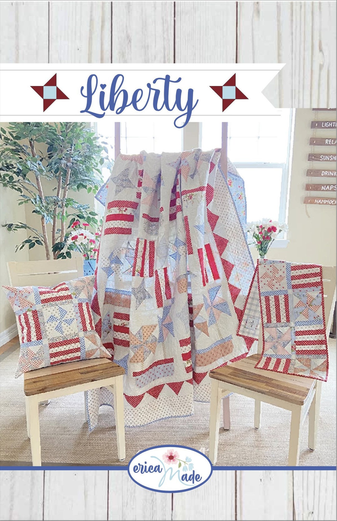 Liberty Quilt Pattern by Erica Made*flag Quilt Pattern*flag Quilt*stars ...
