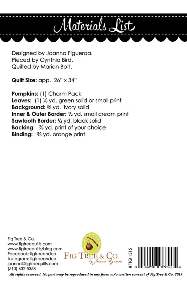 Pumpkin Trio Quilt Pattern*fig Tree Pumpkin Trio Pattern*pumpkin ...