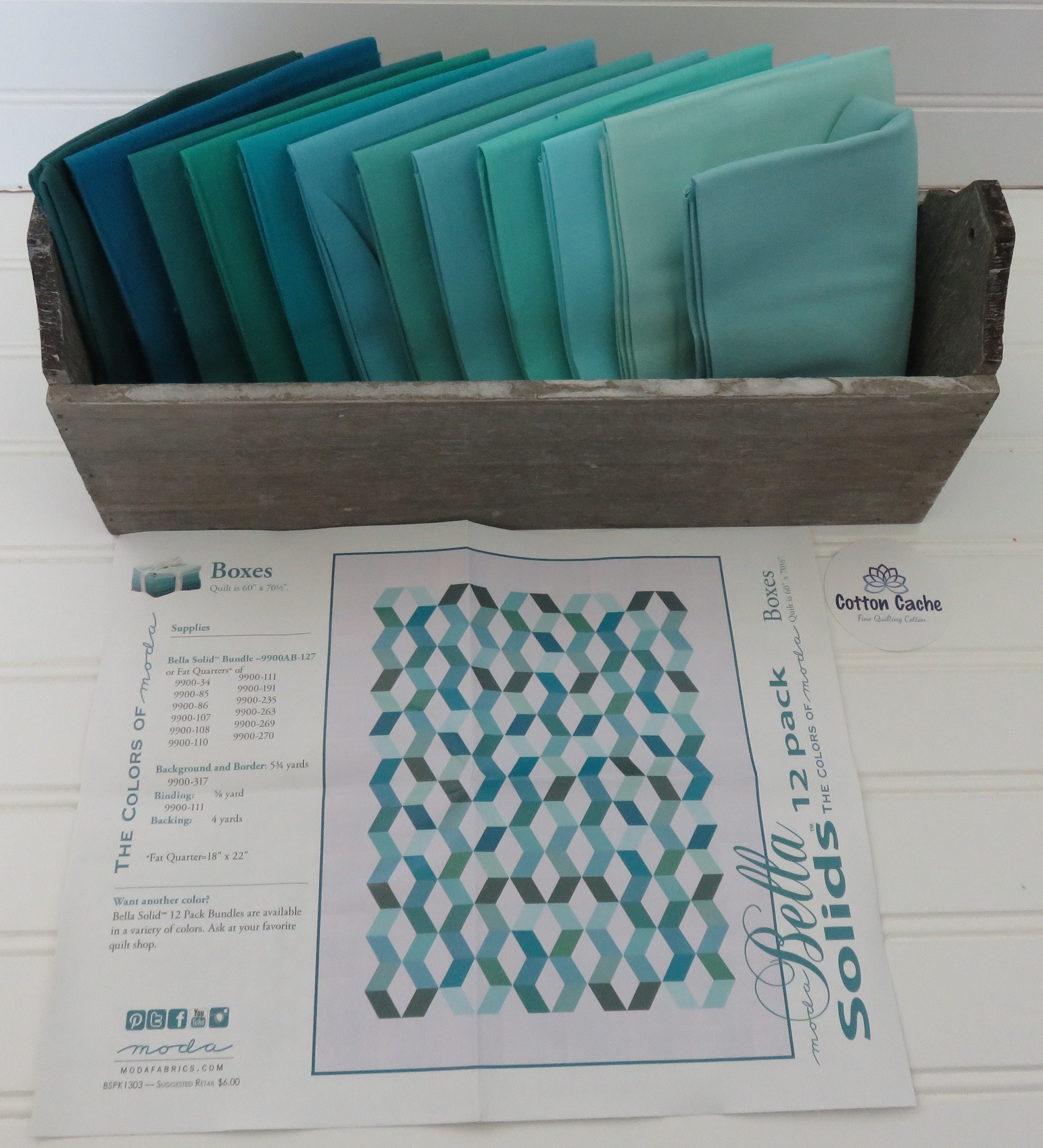 Moda Bella Solids Teal FQ Bundle (9900AB 127)
