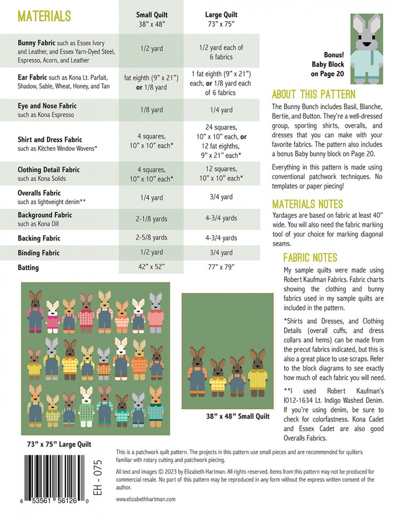 The Bunny Bunch Quilt Pattern From Elizabeth Hartman*bunny Quilt*bunny ...
