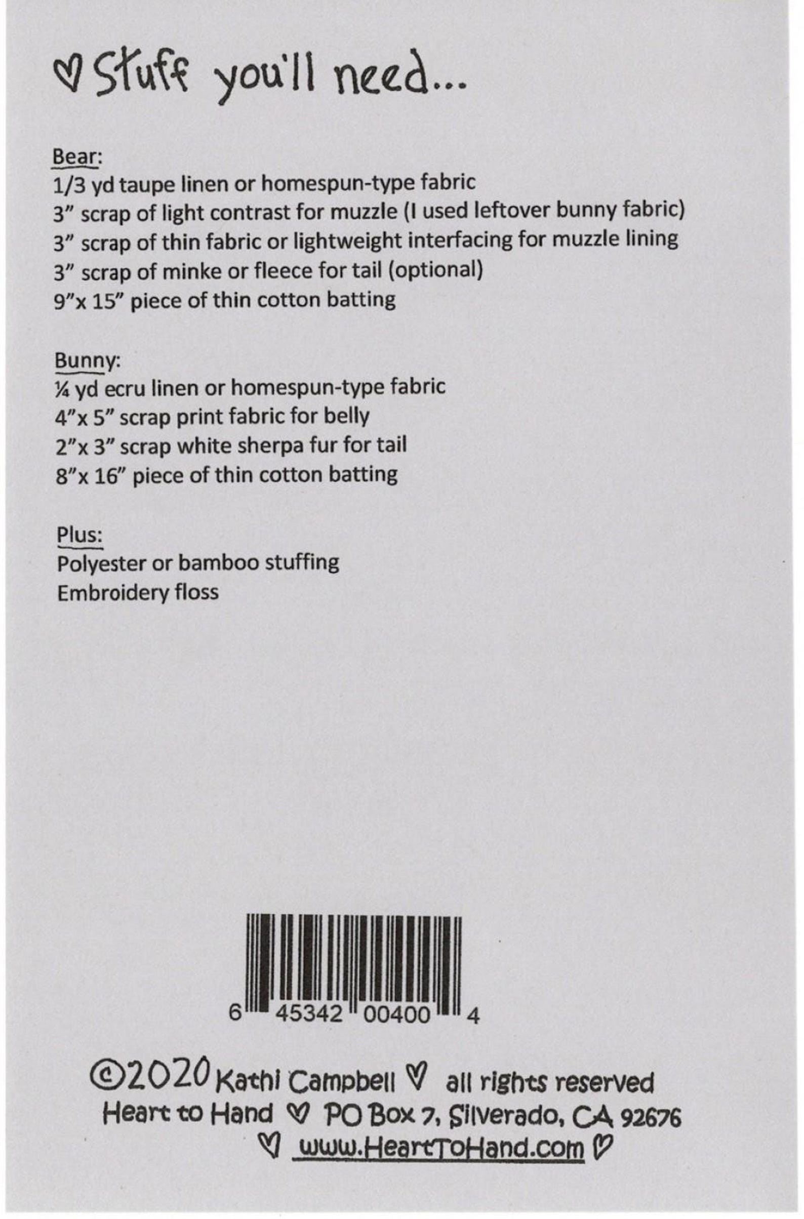 Forest Friends - Bear & Bunny Pattern From Heart to Hand*stuffed Animal ...