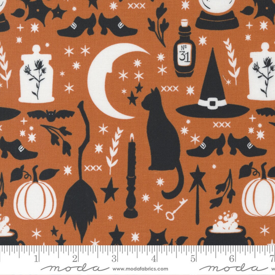 Moda Spellbound All Hallows Eve Pumpkin (43140 13) 1/2 Yard Increments ...
