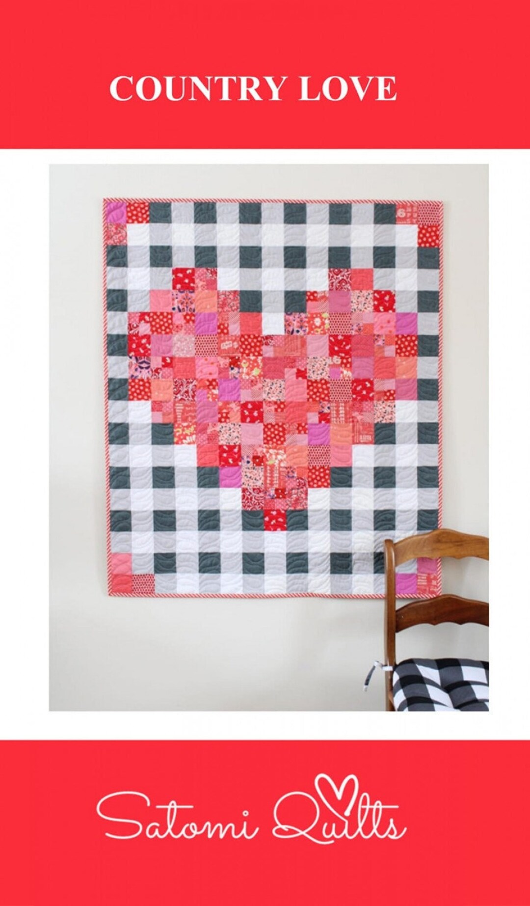 Country Love Quilt Pattern by Satomi Quilts Llc*scrappy Heart Pattern ...