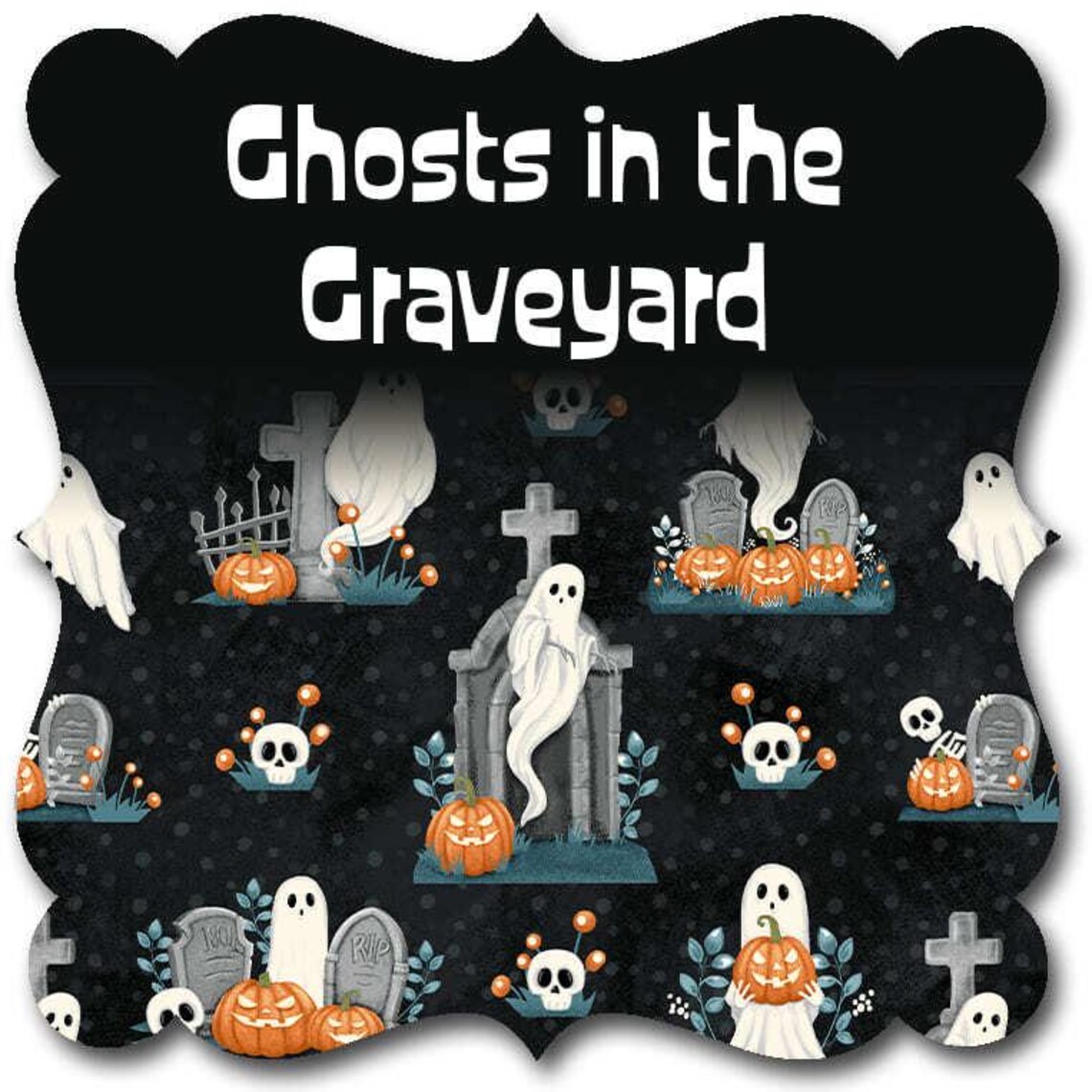 Henry Glass & Co. Ghosts in the Graveyard Novelty Graveyard Stripe ...