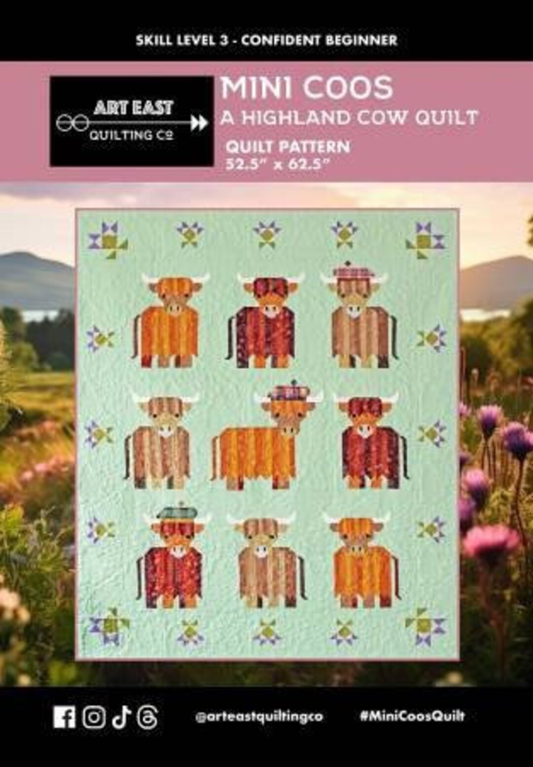 Mini Coos A Highland Cow Quilt Pattern From Art East Quilting Co ...