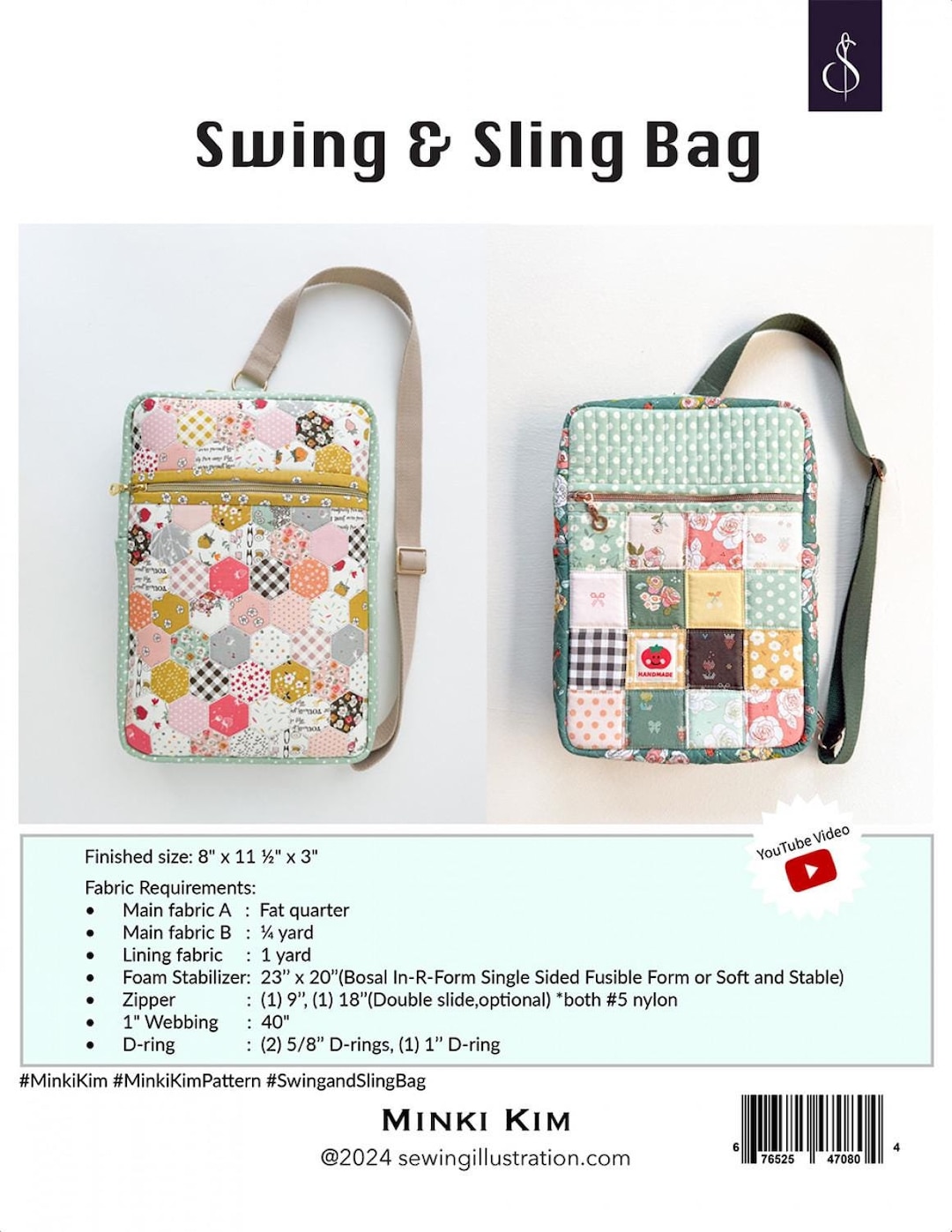 Swing & Sling Bag Pattern From Sewing Illustration by Minki Kim*quilted ...