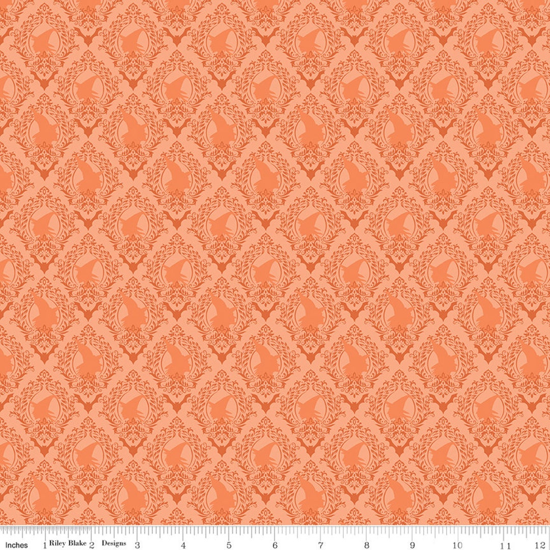 Riley Blake Designs Spooky Schoolhouse Damask Orange (C13204-ORANGE) 1/ ...
