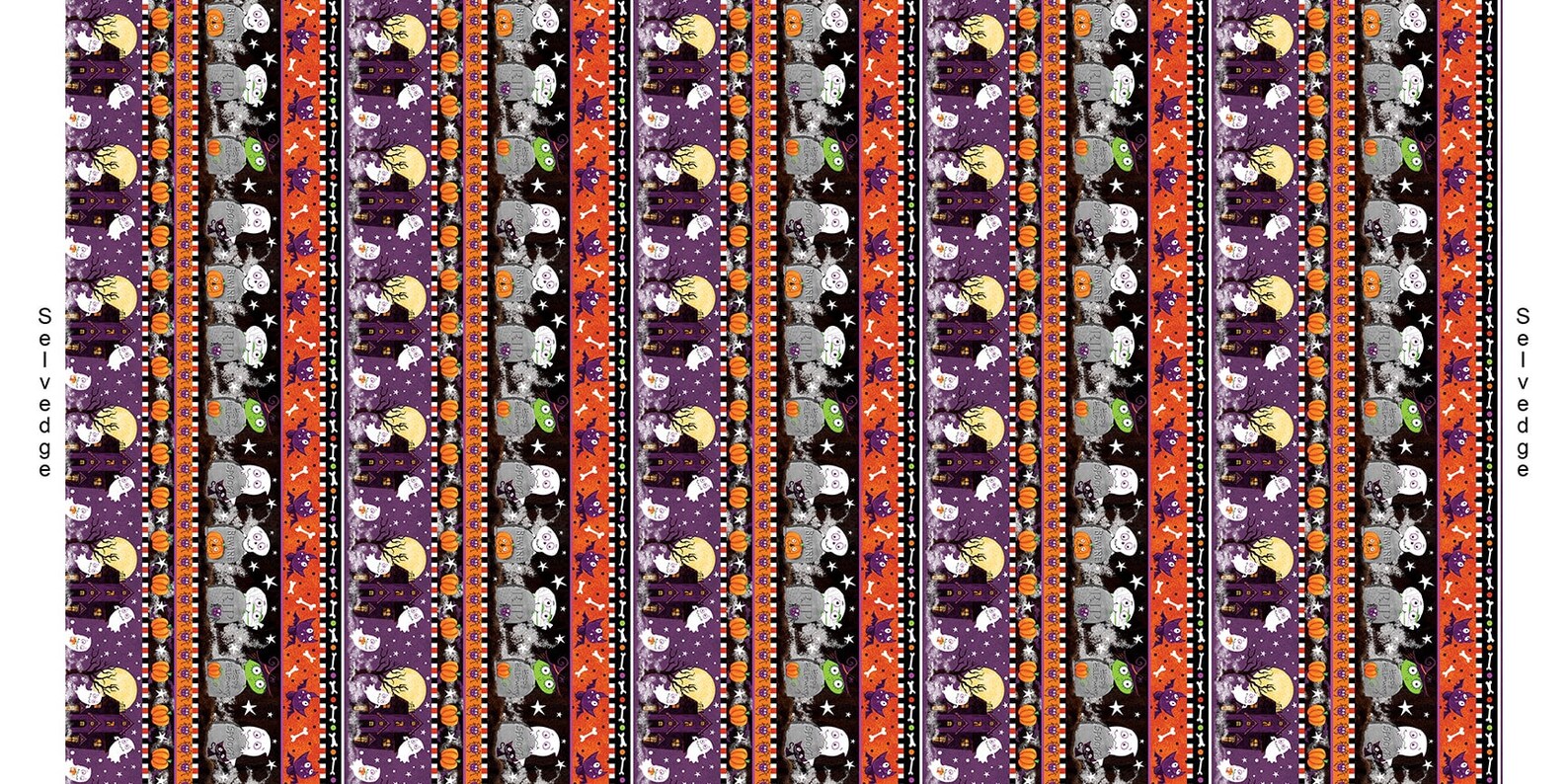 Studio E Graveyard Ghouls Border Stripe (7792G-59 Multi) 1/2-YD ...