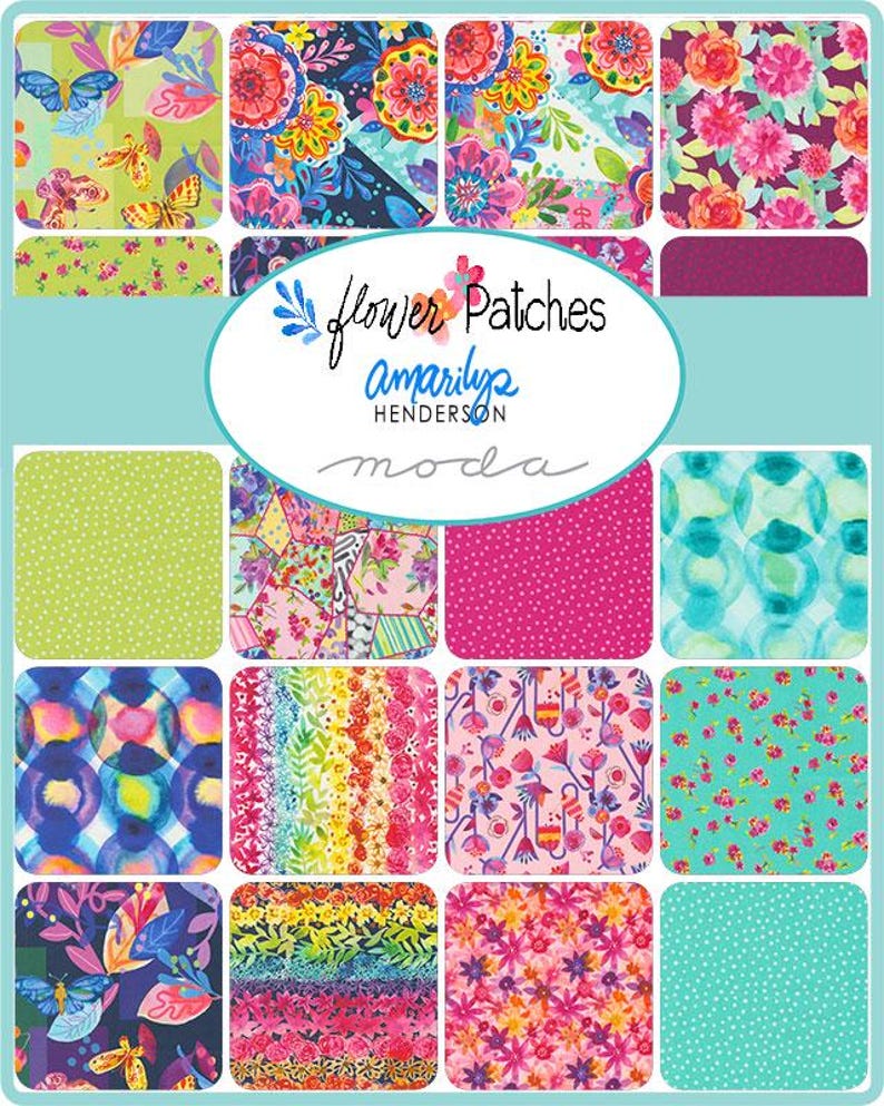 Moda Flower Patches Doodled Stripes Rainbow (21825 11) 1/2-YD ...