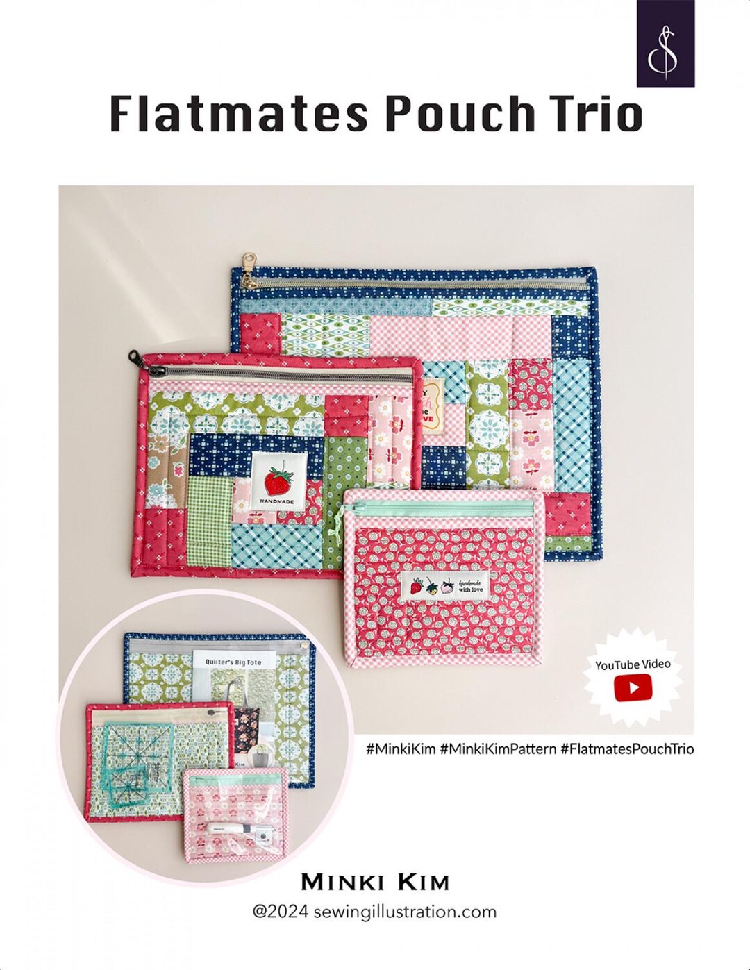 Flatmates Pouch Trio Pattern From Sewing Illustration by Minki Kim ...