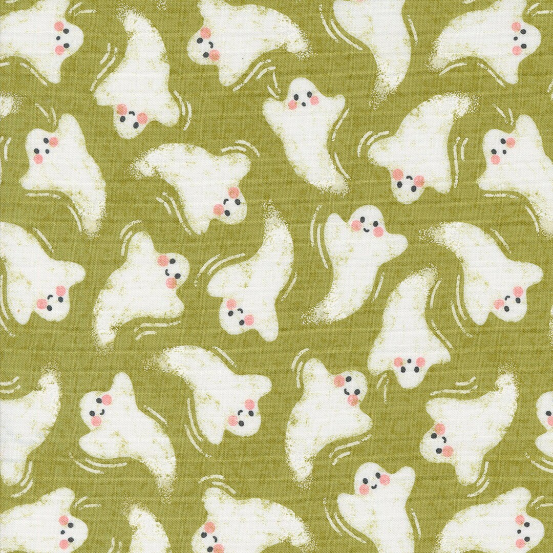 MODA Hey Boo Friendly Ghost Witchy Green (5211 17) 1/2-YD Increments ...