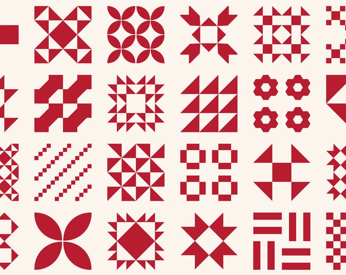 Moda Red Barn Christmas Small Quilt Block Panel - Vanilla Red*55542 21* ...