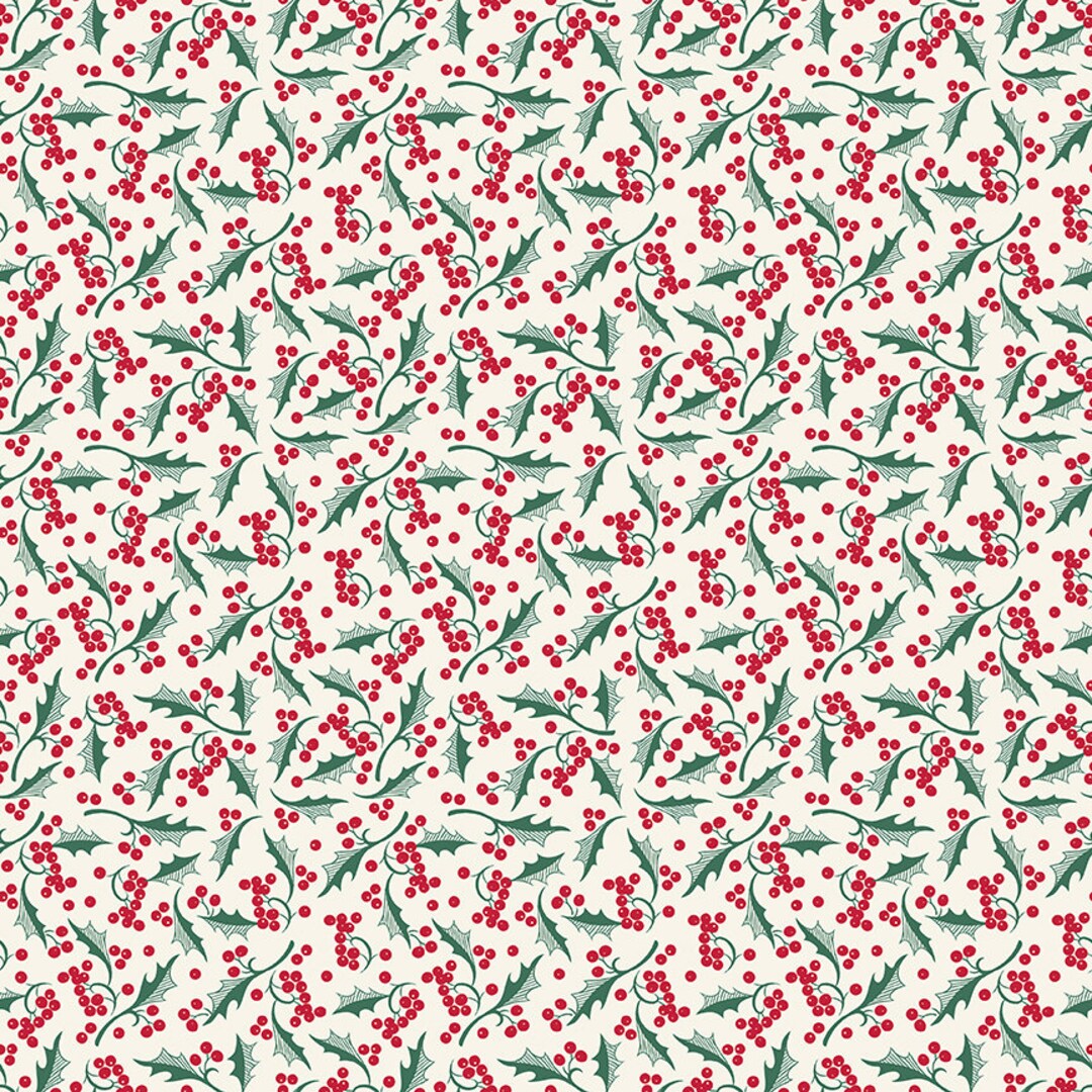 Riley Blake Designs Merry Little Christmas Holly Cream (C14845-CREAM) 1 ...