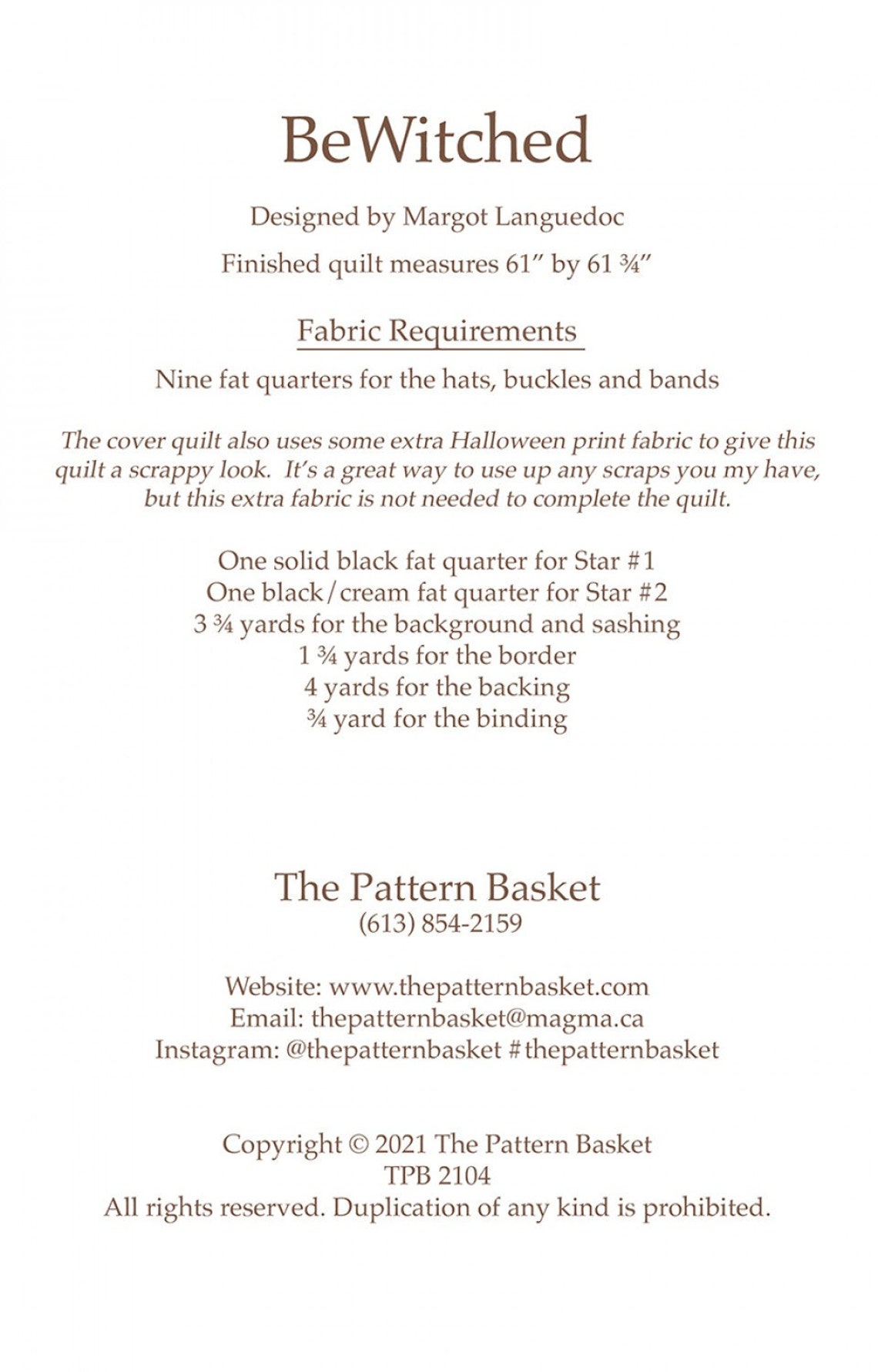 BeWitched Quilt PatternThe Pattern BasketWitch Quilt | Etsy