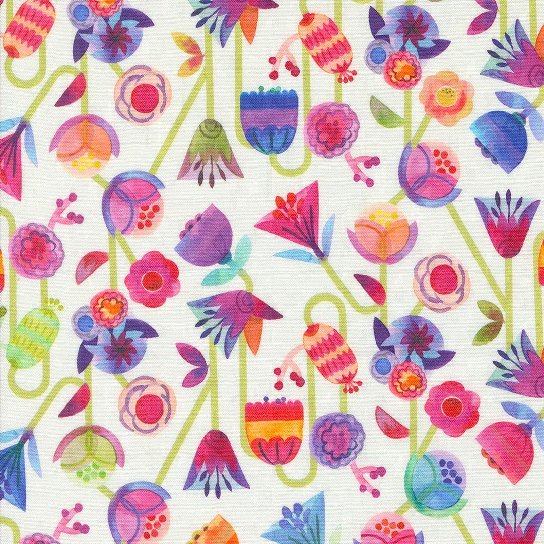 Moda Flower Patches Candy Flowers Cloud (21822 11) 1/2-YD Increments ...
