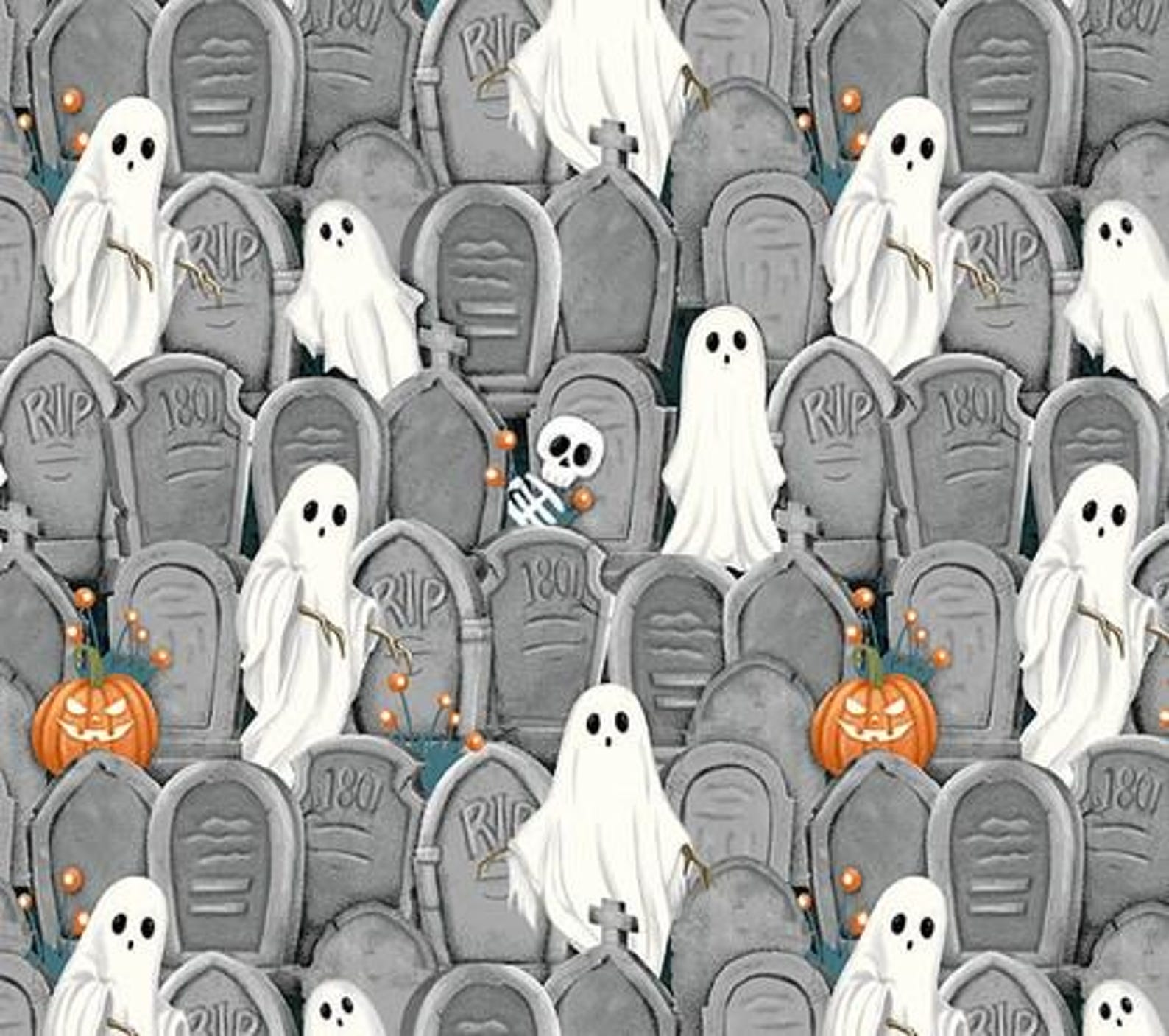 Henry Glass & Co. Ghosts in the Graveyard Gray (2023G-90 Gray) 1/2-YD ...