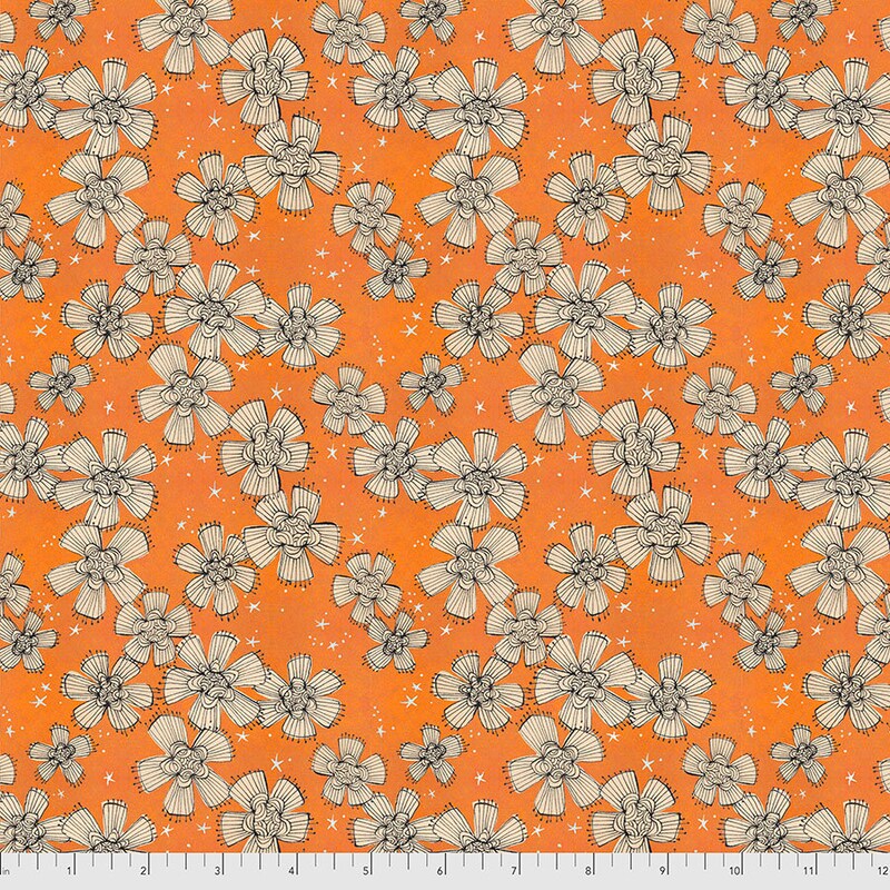Orange Floral Fabric - Etsy