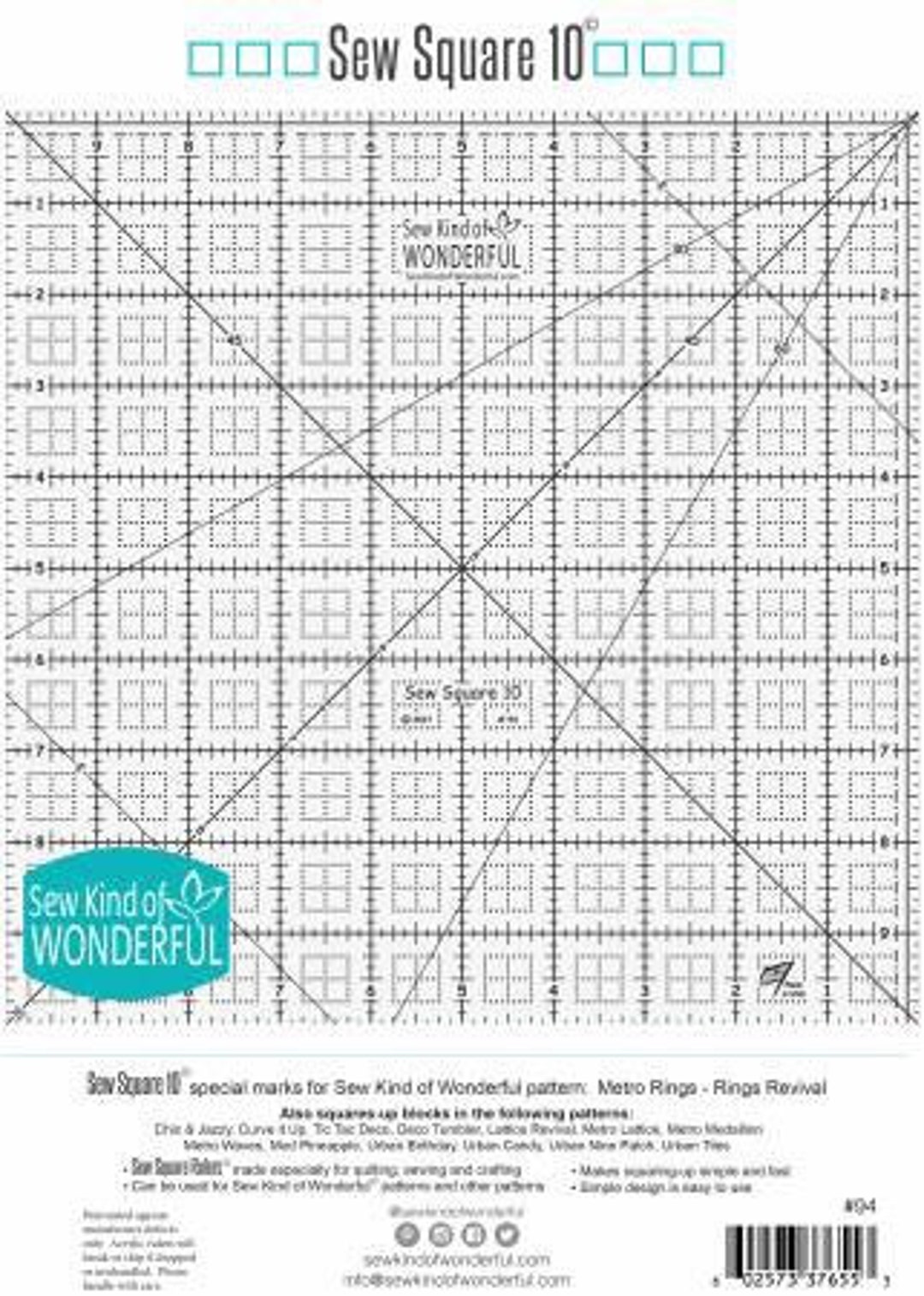 Sew Square 10 Ruler by Sew Kind of Wonderful*square up Quilting Ruler ...
