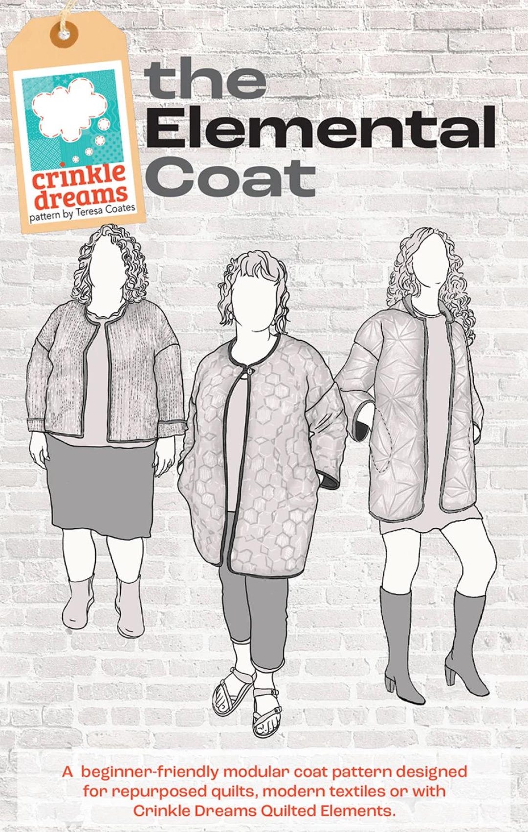 Elemental Coat Sewing Pattern From Crinkle Dreams*quilted Jacket ...