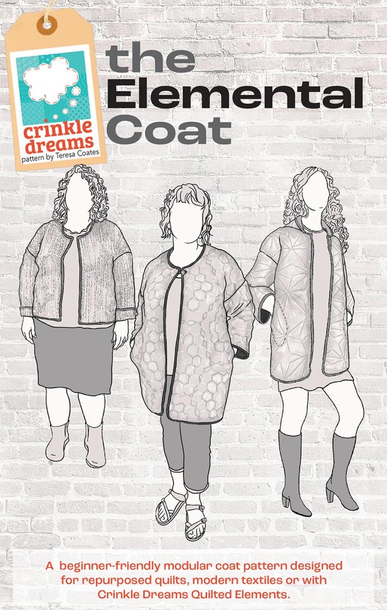 Elemental Coat Sewing Pattern From Crinkle Dreams*quilted Jacket ...