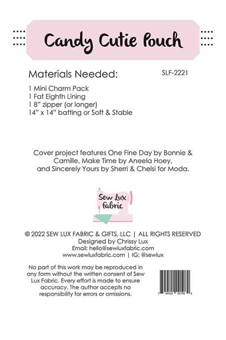 Candy Cutie Pouch Pattern by Sew Lux Fabric*moda Pouch Club*zipper Bag ...