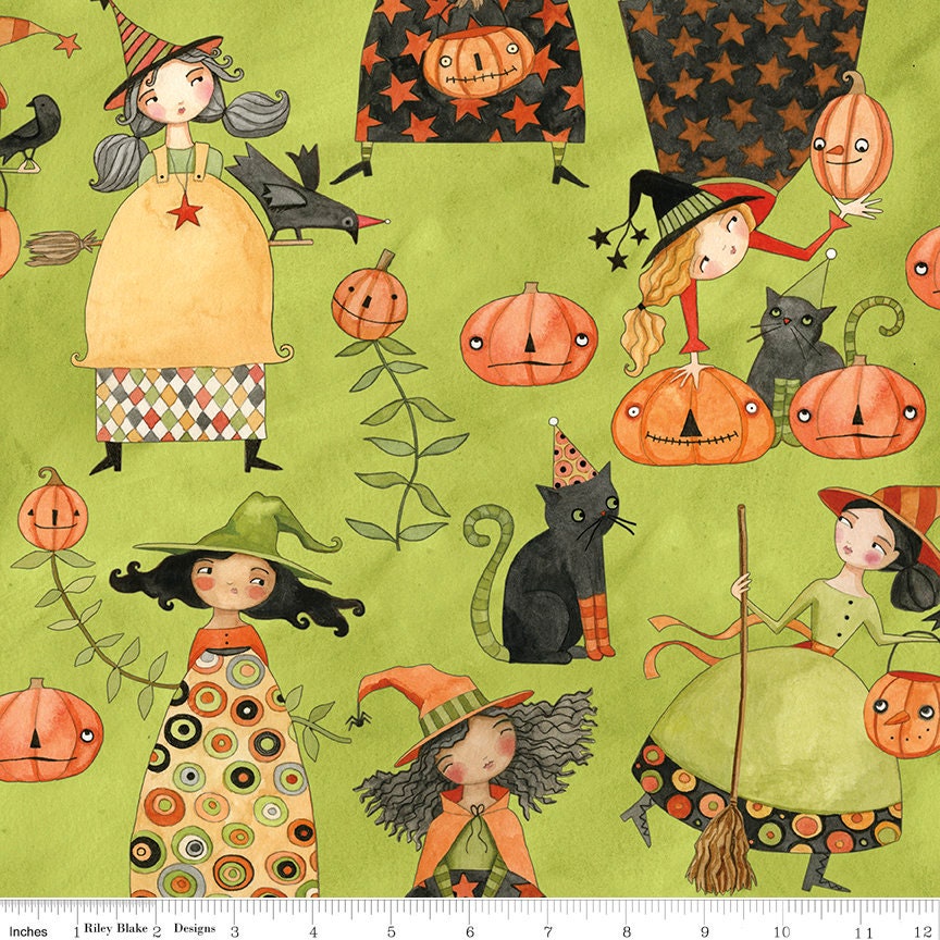 Riley Blake Designs Halloween Whimsy Main Green (CD11820-GREEN) 1/2 ...