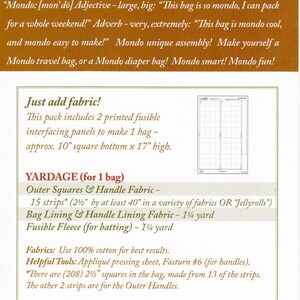Mondo Bag Fun Pak Pattern & Interfacing From Quiltsmart*quilted Mondo Bag*mondo Bag Pattern ...