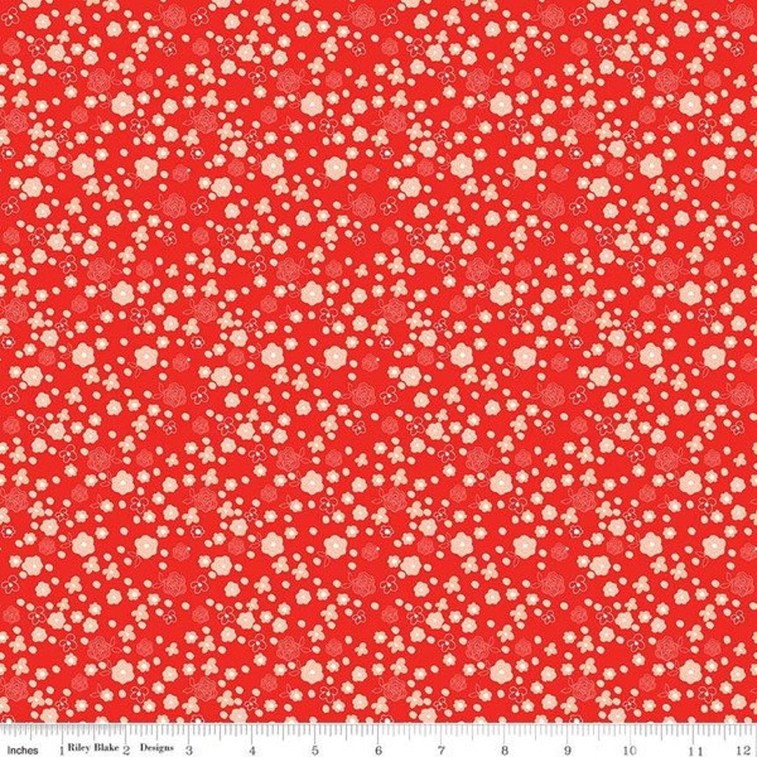 Riley Blake Designs From the Heart Floral Redc10053-red1/2 Yard ...