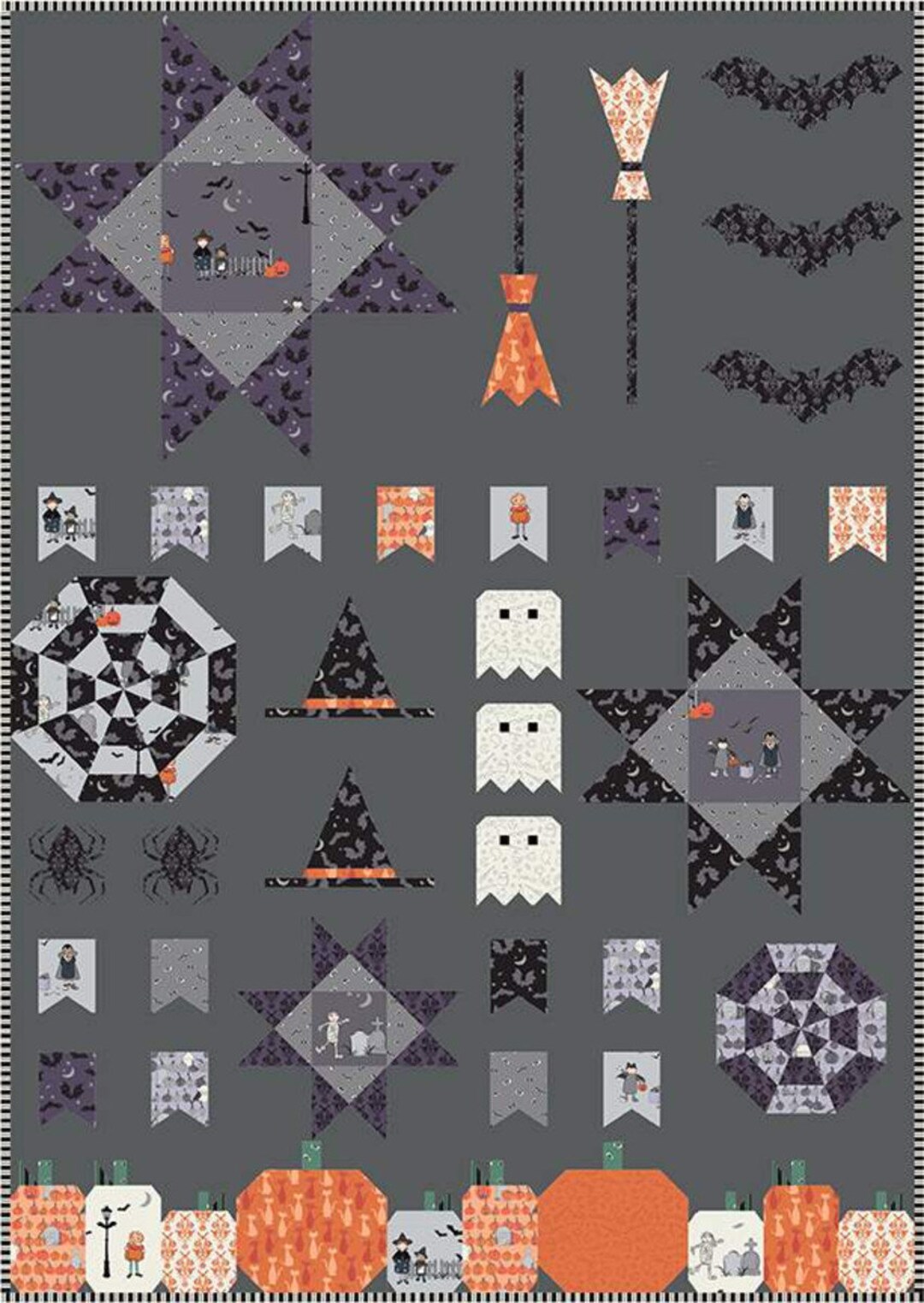 Spooky Sampler Quilt Pattern*spooky Sampler*halloween Quilt*spooky ...