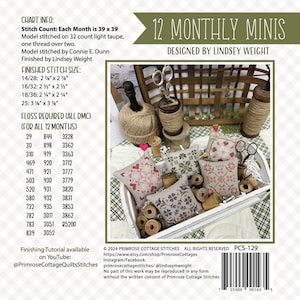 12 Monthly Minis Cross Stitch Pattern Book From Primrose Cottage*cross ...