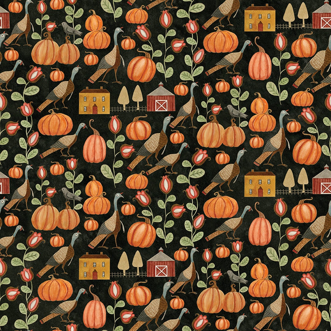 Riley Blake Designs Bittersweet Farm Turkey Hollow Midnight (C14851 ...