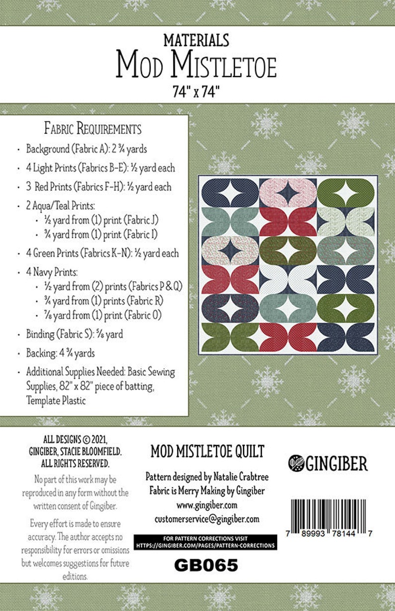 Mod Mistletoe Quilt Pattern by Gingibermodern - Etsy