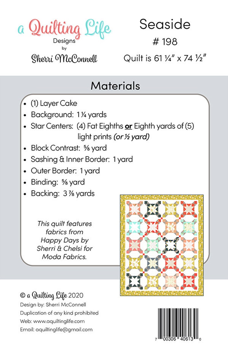 Seaside Quilt PatternHappy Days Quilt PatternSummer Quilt | Etsy