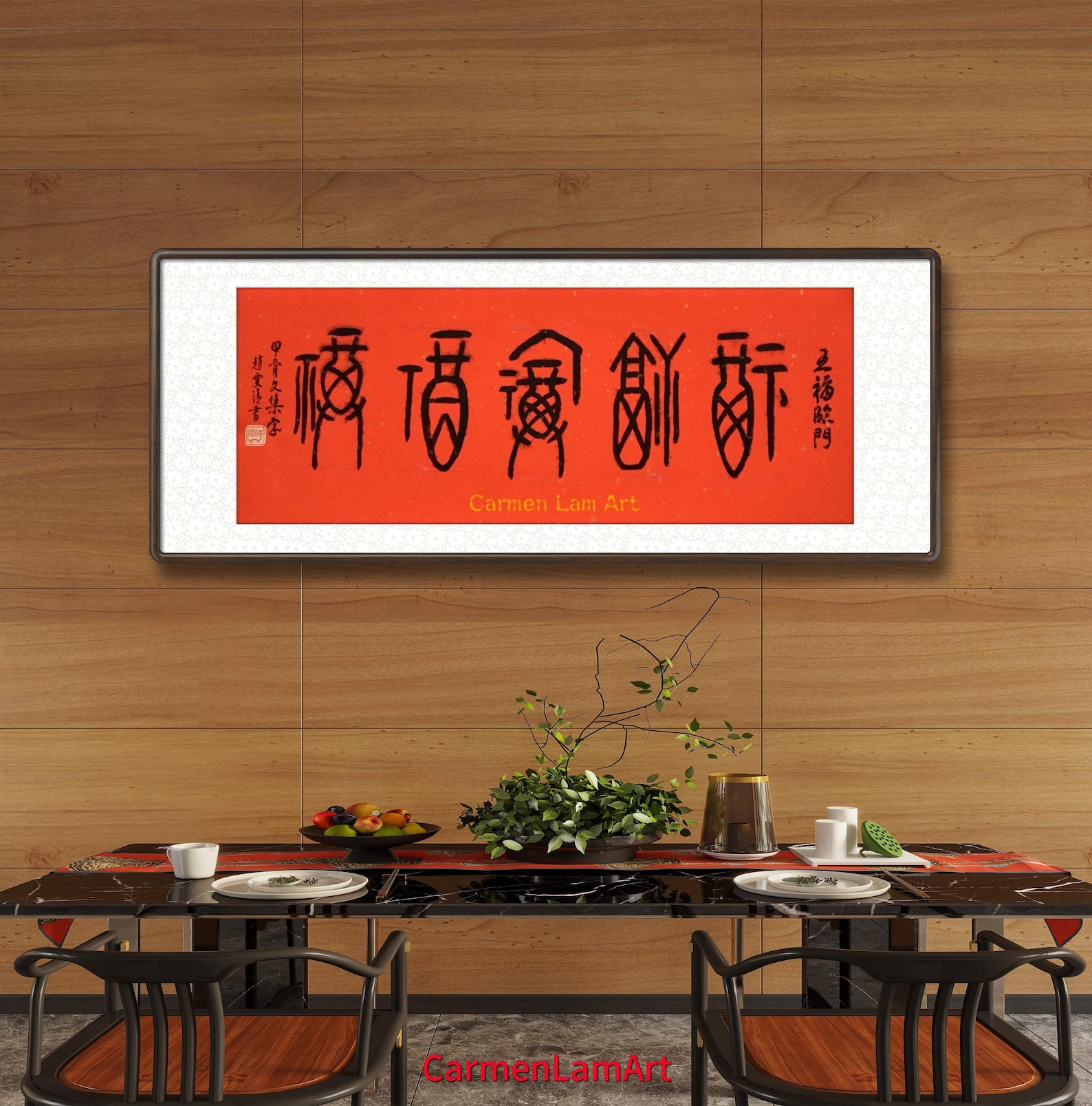 Five Blessings, ORIGINAL Handwritten Chinese Calligraphy Vintage ...